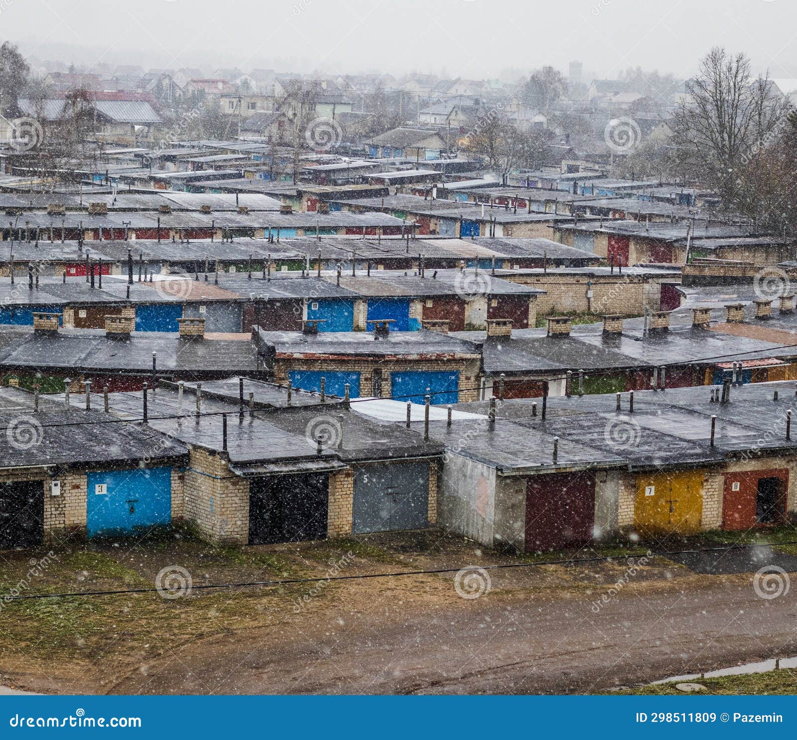 Image of the Snowfall in the Rural Area of the City. Urban Stock Image ...
