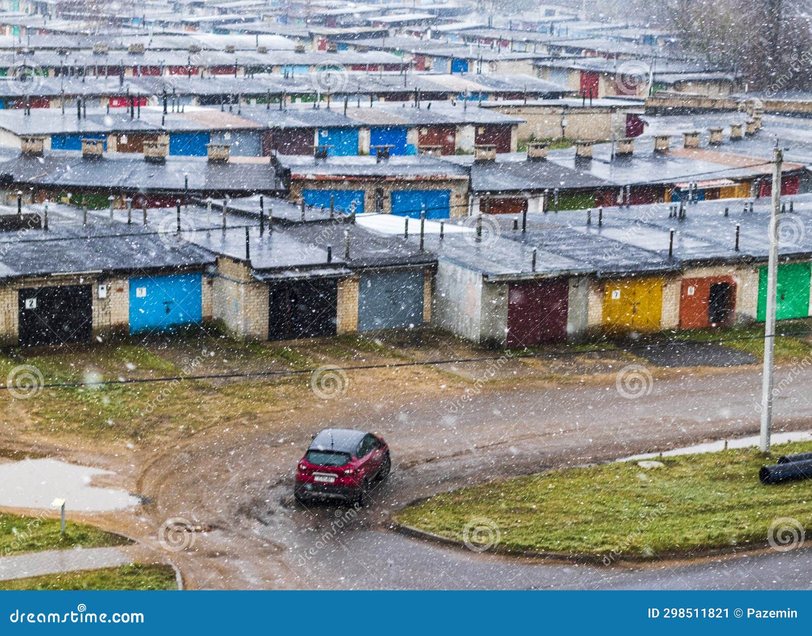 Image of the Snowfall in the Rural Area of the City. Urban Stock Image ...