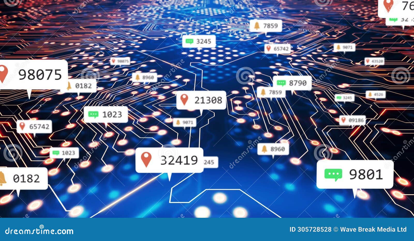 Image of Social Media Icons Over Processor Socket Stock Illustration ...