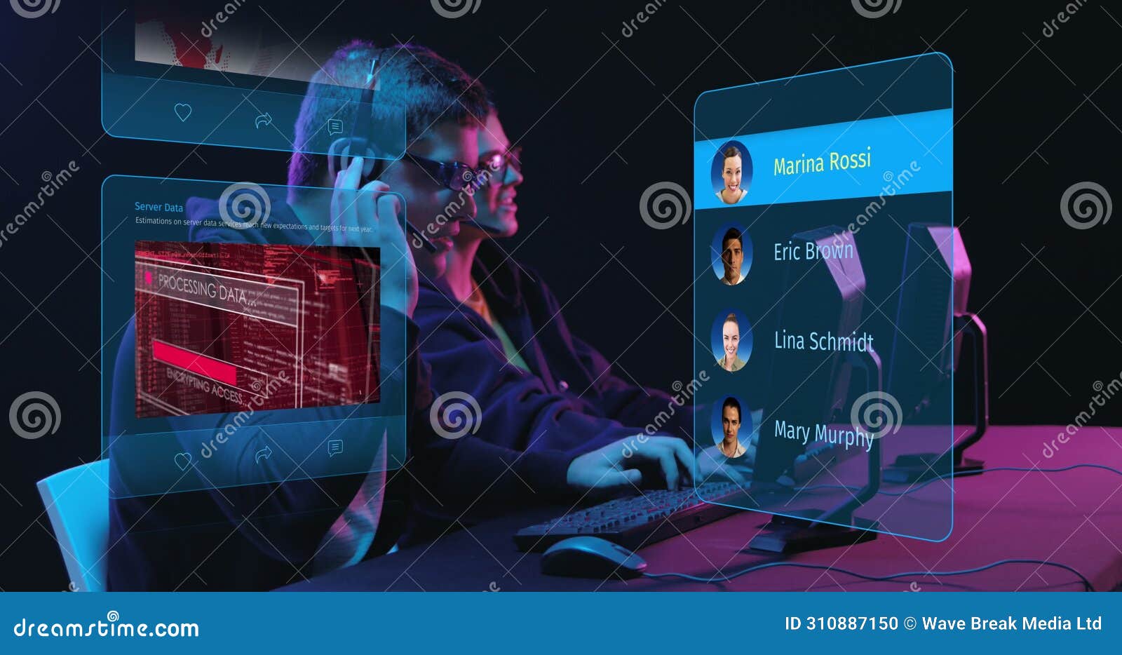 Image of Social Media Posts and People Profiles Over Diverse People ...