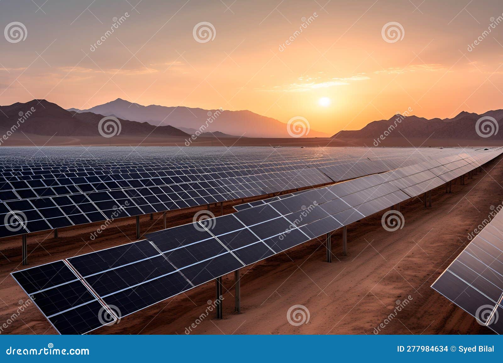 Image of a Solar Panel Farm in the Desert, with Rows of Panels ...