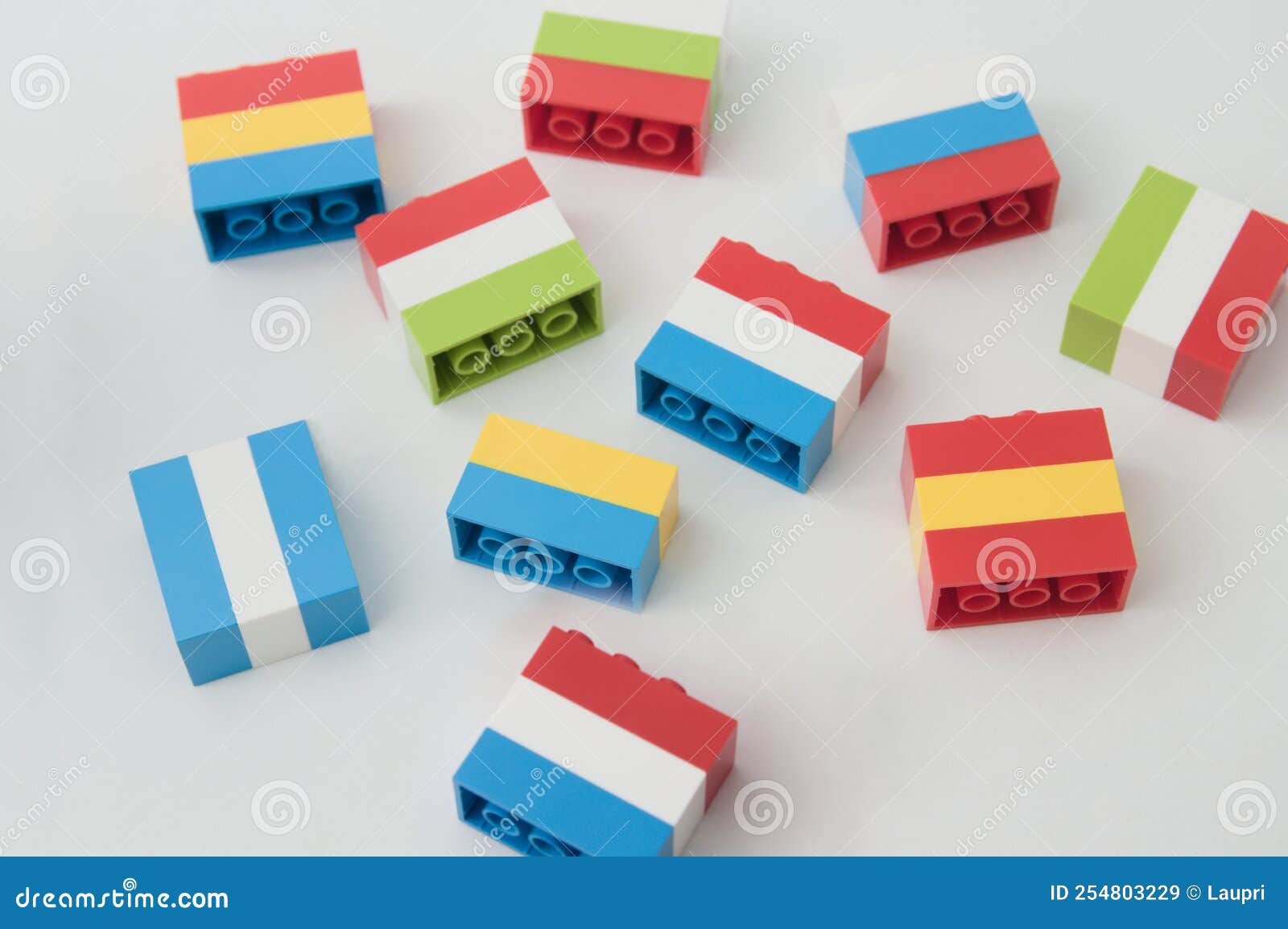 Some Country Flags Created with Color Blocks on White Stock Image ...
