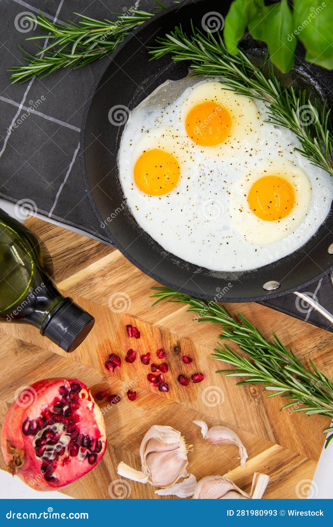 An Image of Some Food in the Kitchen Table Top View Stock Image - Image ...