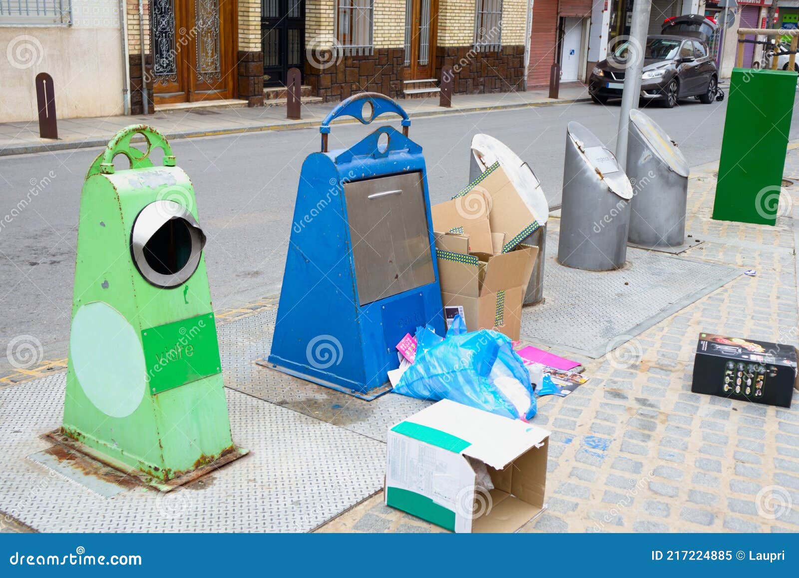 Image of Some Garbage Containers in the Center of a City Stock Image ...