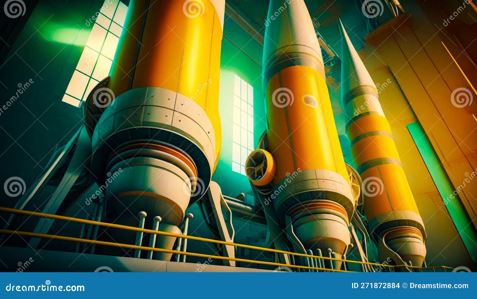 An Image of Some Yellow Rockets in Building. Generative AI Stock ...