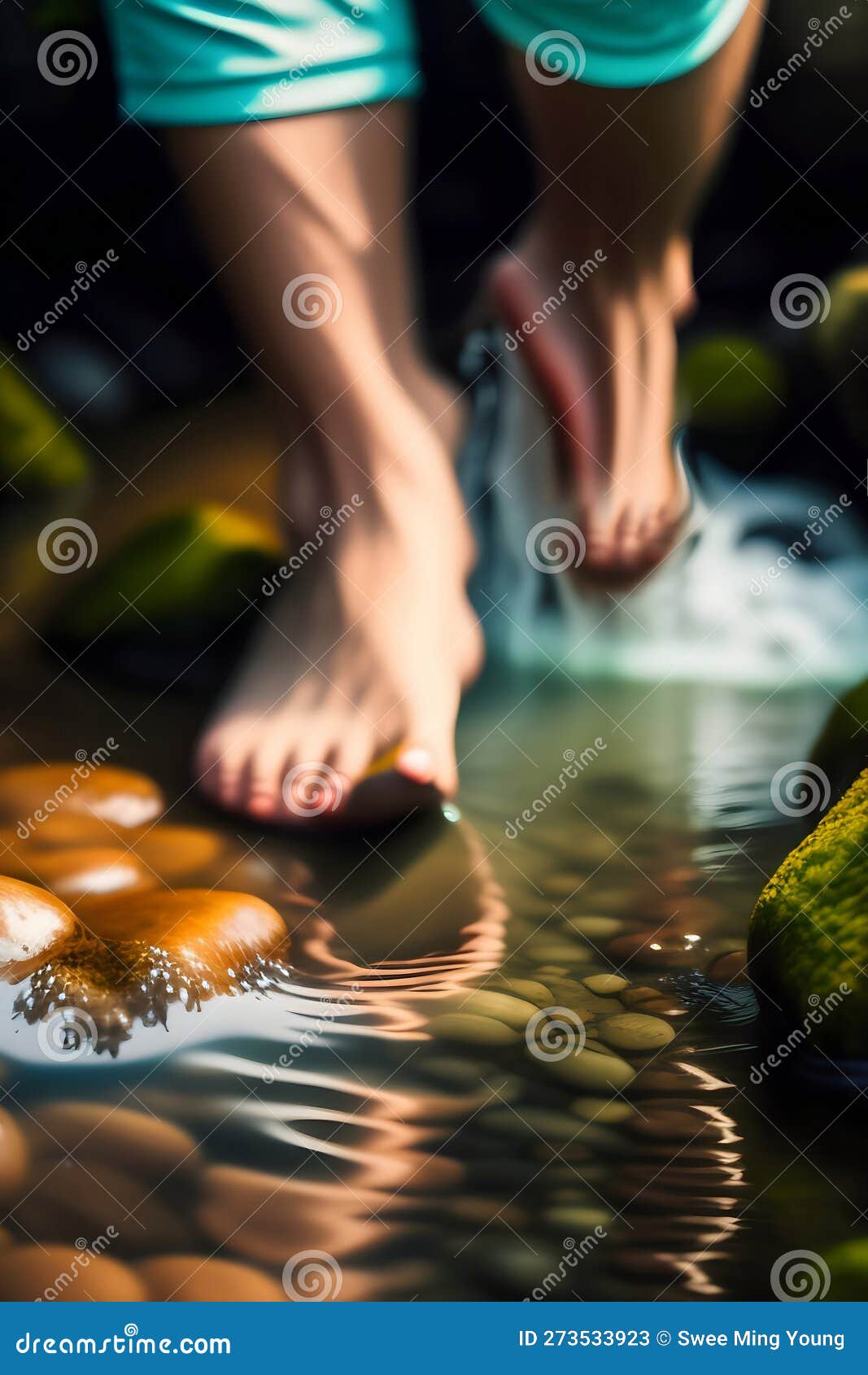 Image of Someone Bare Feet Soaking and Walking in a Flowing River ...