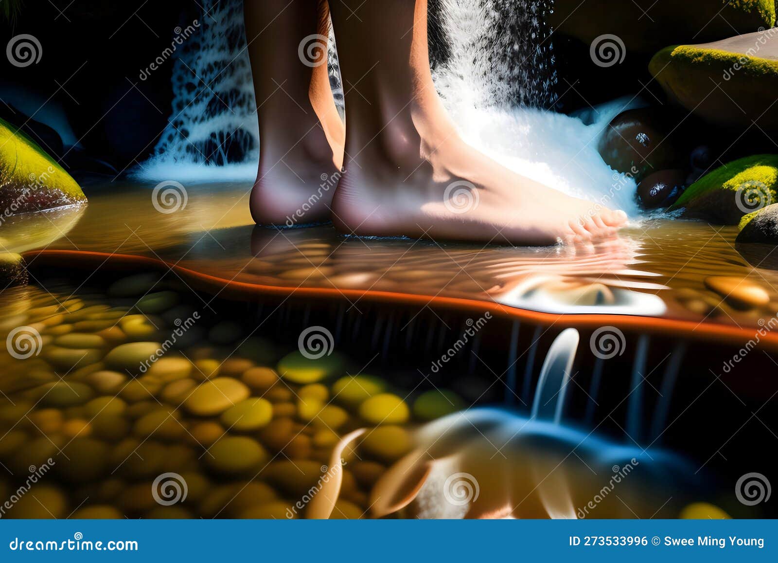 Image of Someone Bare Feet Soaking and Walking in a Flowing River ...