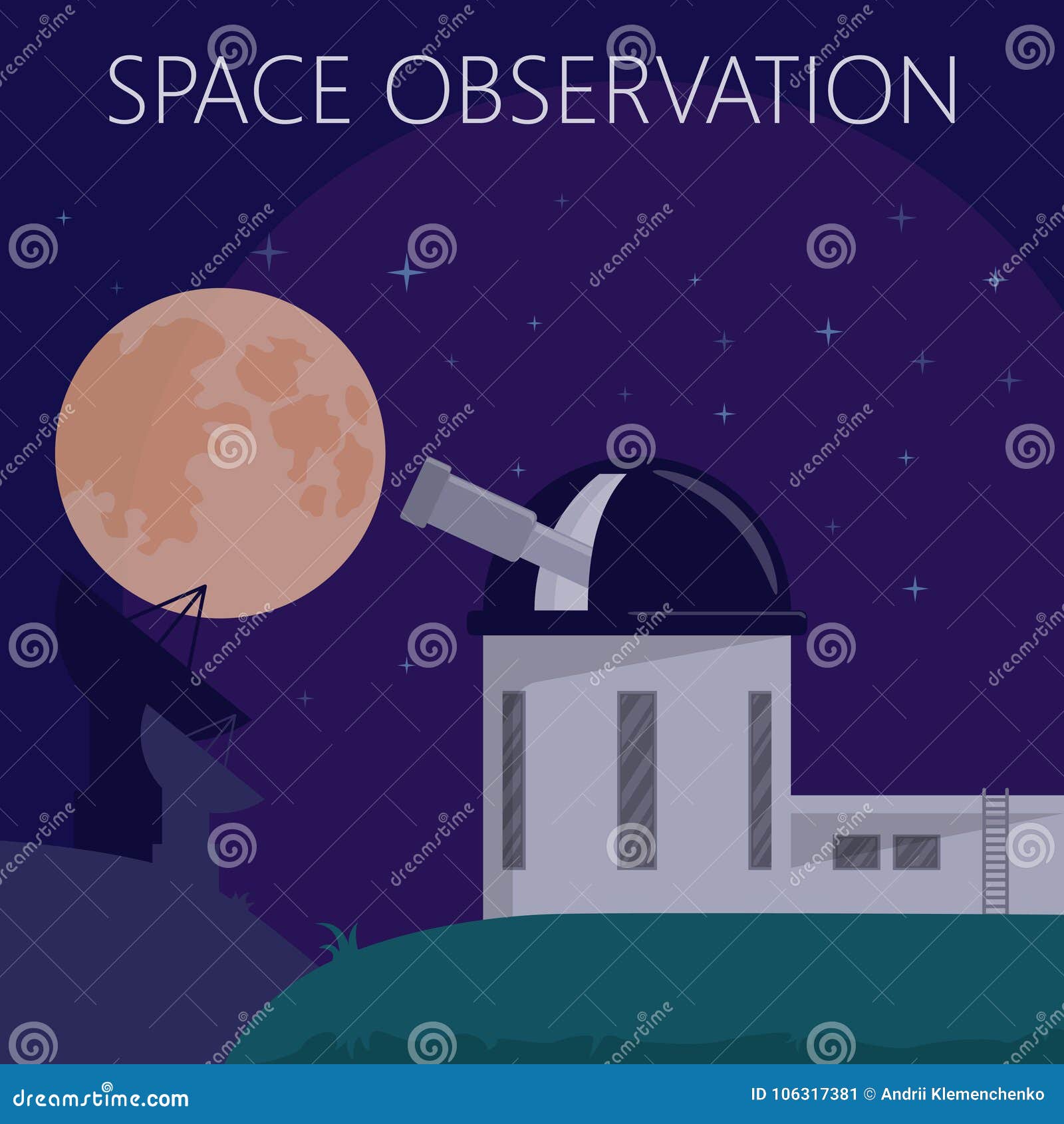 Space Observation. Vector Illustration. Stock Vector - Illustration of ...