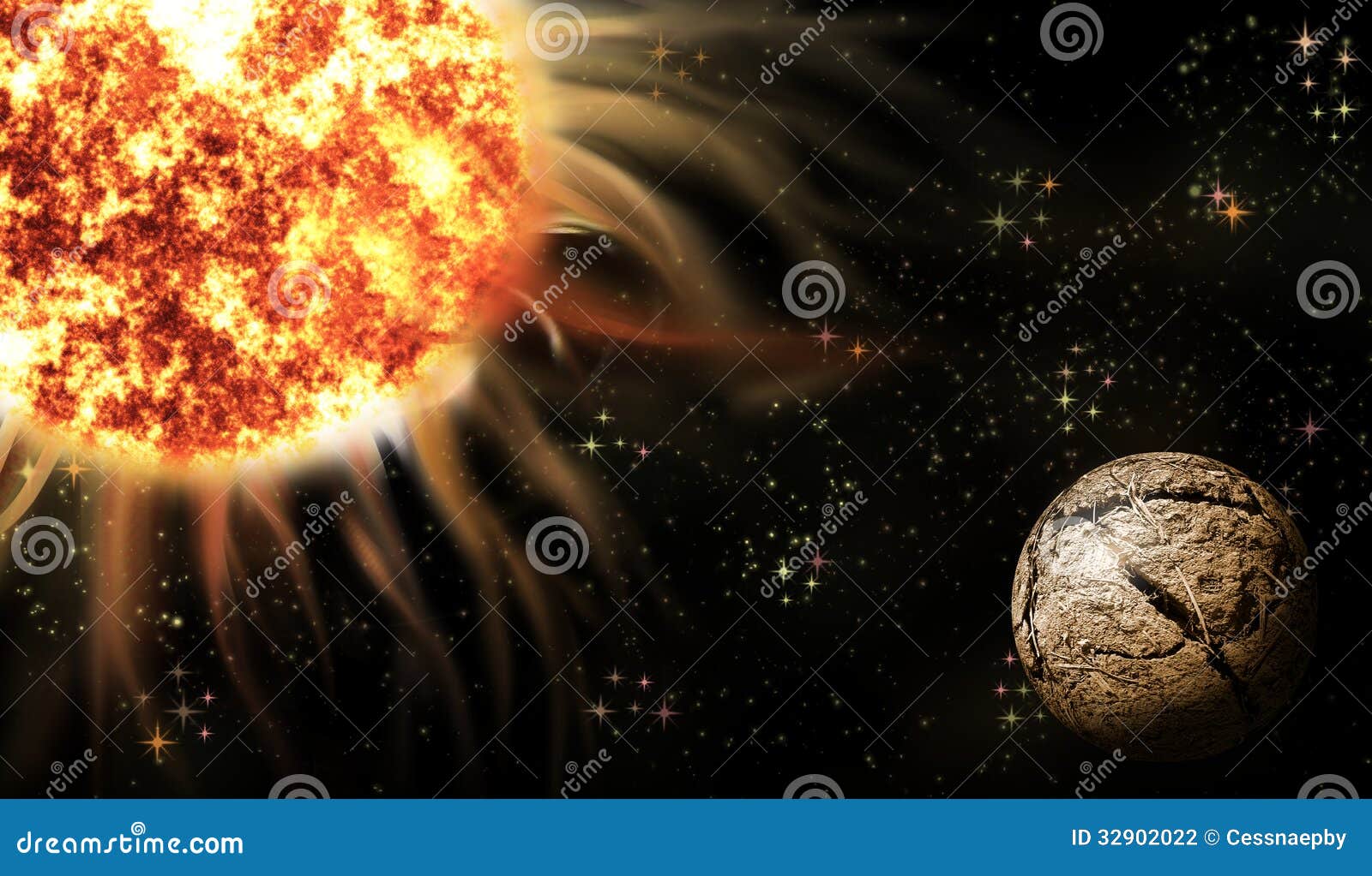 An Image of a Space with Planet and Hot Star Stock Illustration ...