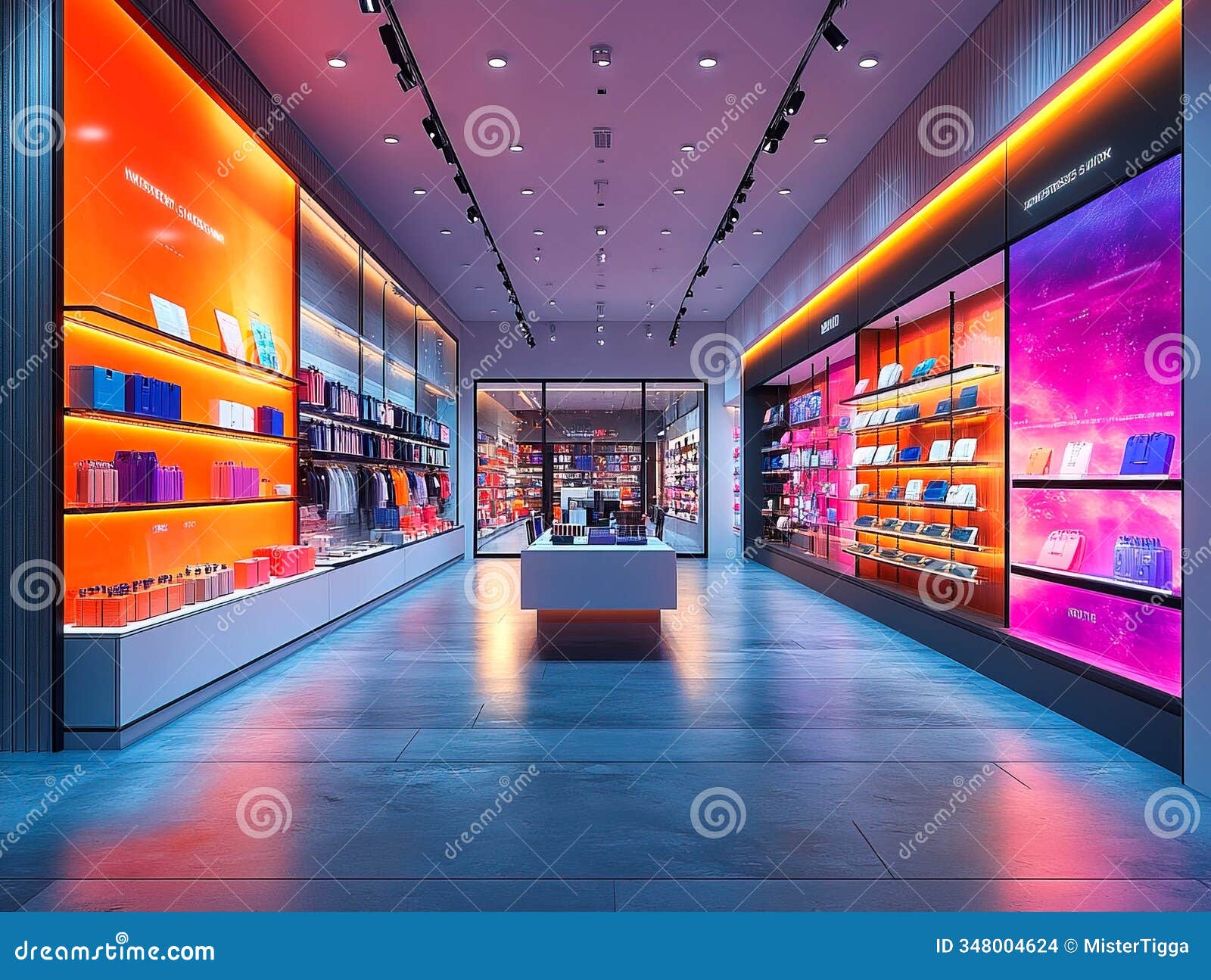 Image of a Spacious Store with Open-plan Design, Light Flooring Gray ...