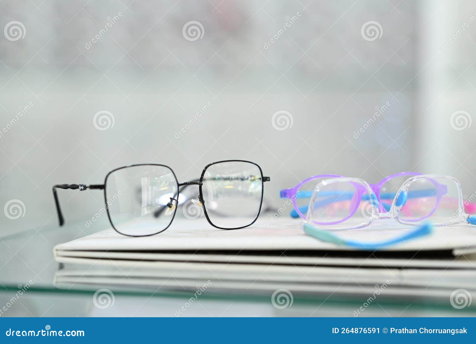 Image of Spectacles of Different Shapes on Table in Optical Store ...