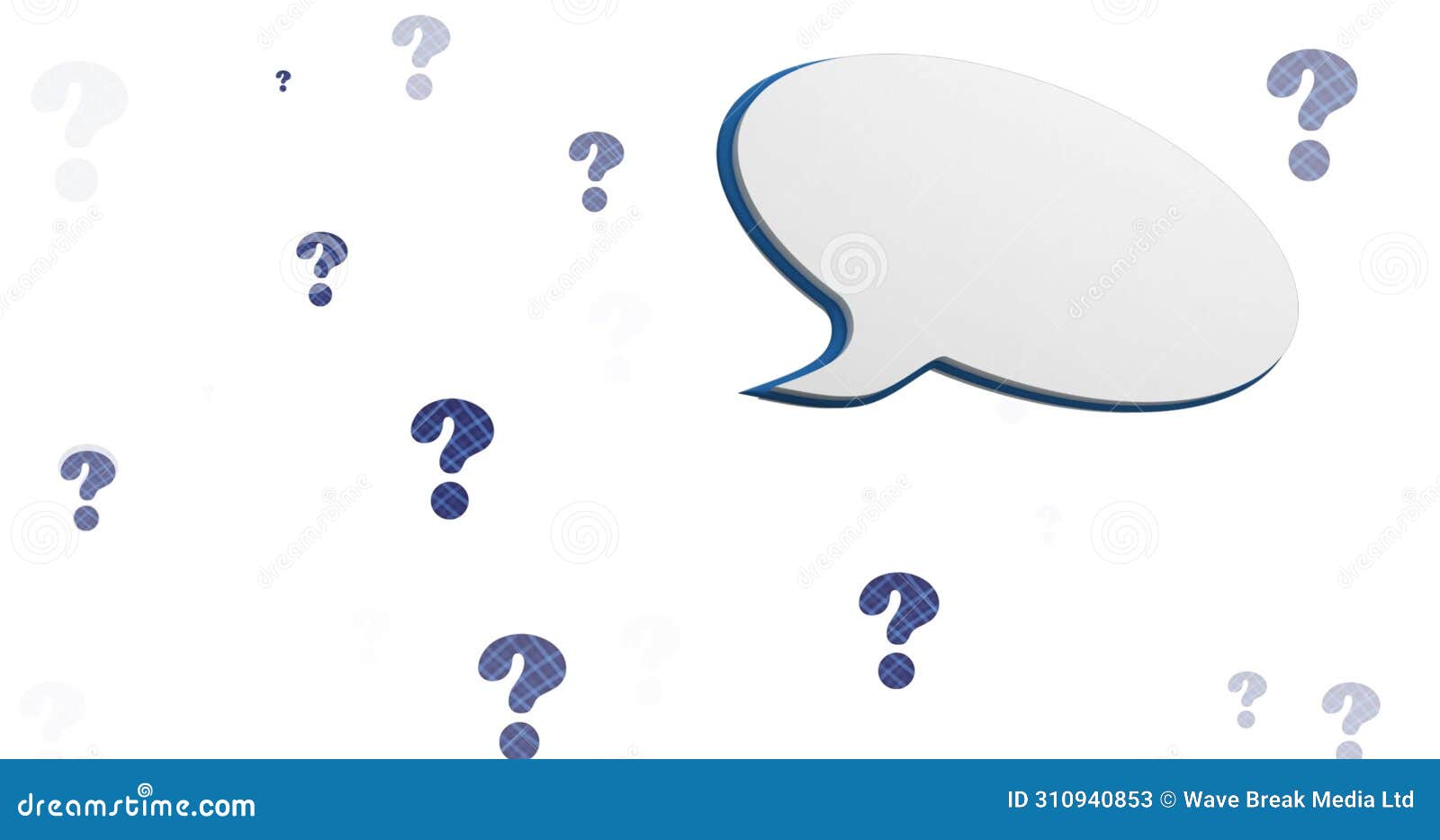 Image of Speech Bubble Over Question Marks on White Background Stock ...
