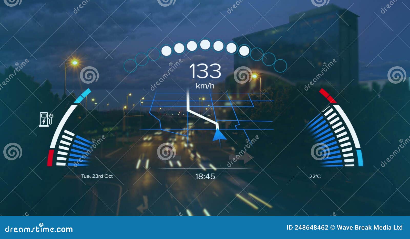Image of Speedometer, Gps and Charge Data on Interface, Over Sped Up ...