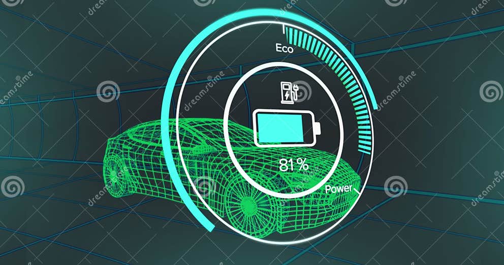 Image of Speedometer Interface Over 3d Car Model in Seamless Tunnel on ...