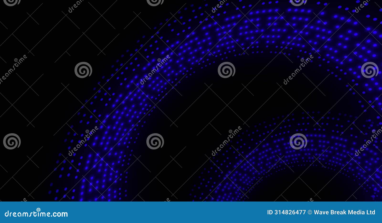 Image of Spinning Blue Glowing Circles on Black Background Stock ...