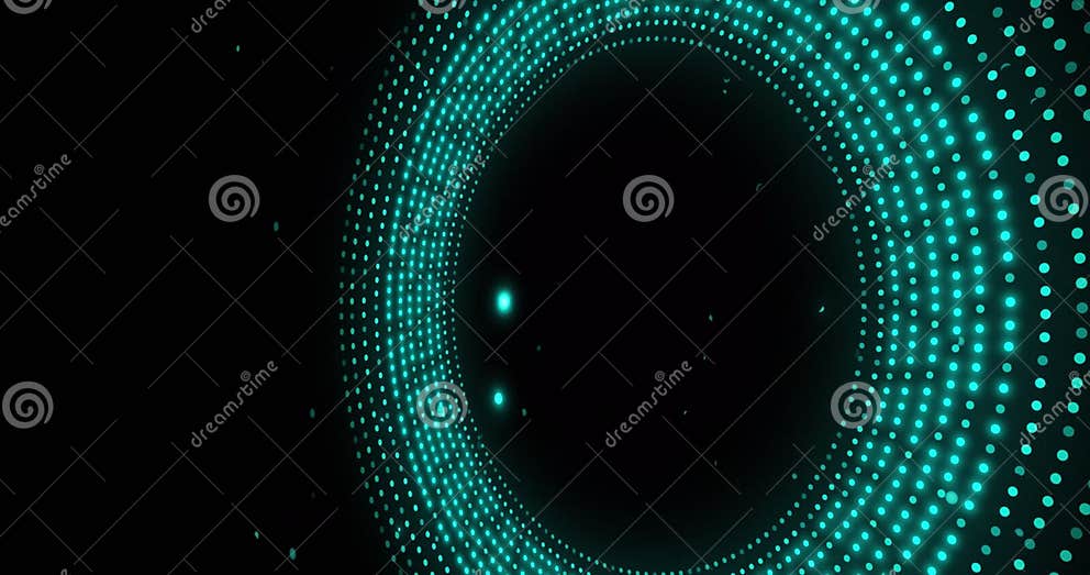 Image of Spinning Blue Glowing Circles on Black Background Stock ...