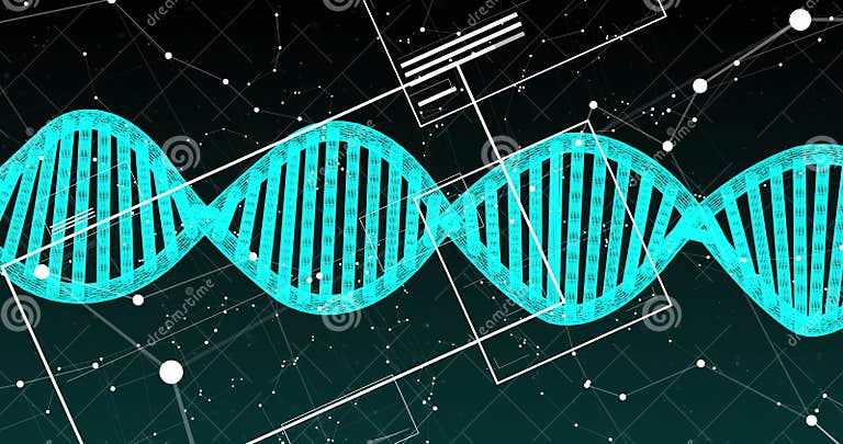 Image of Spinning Dna Structure, Network of Connections and Interface ...