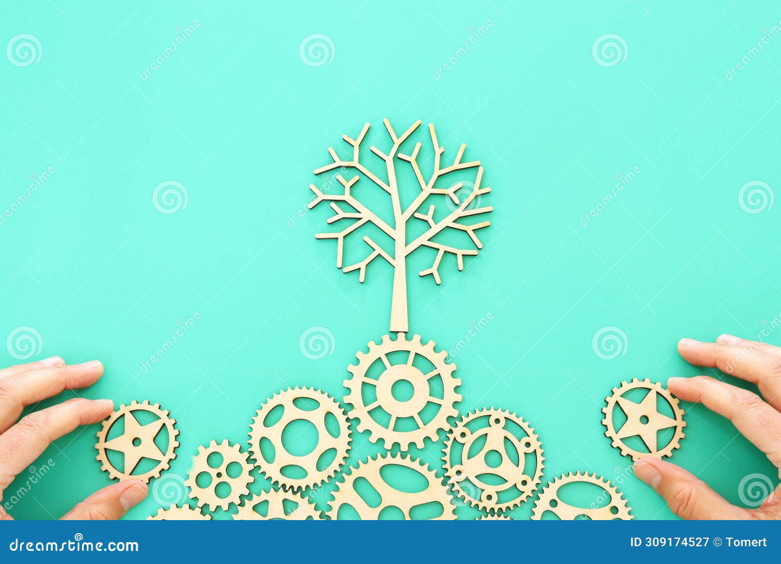 Image of Spinning Gears Leading To a Growing Tree. Concept of ...