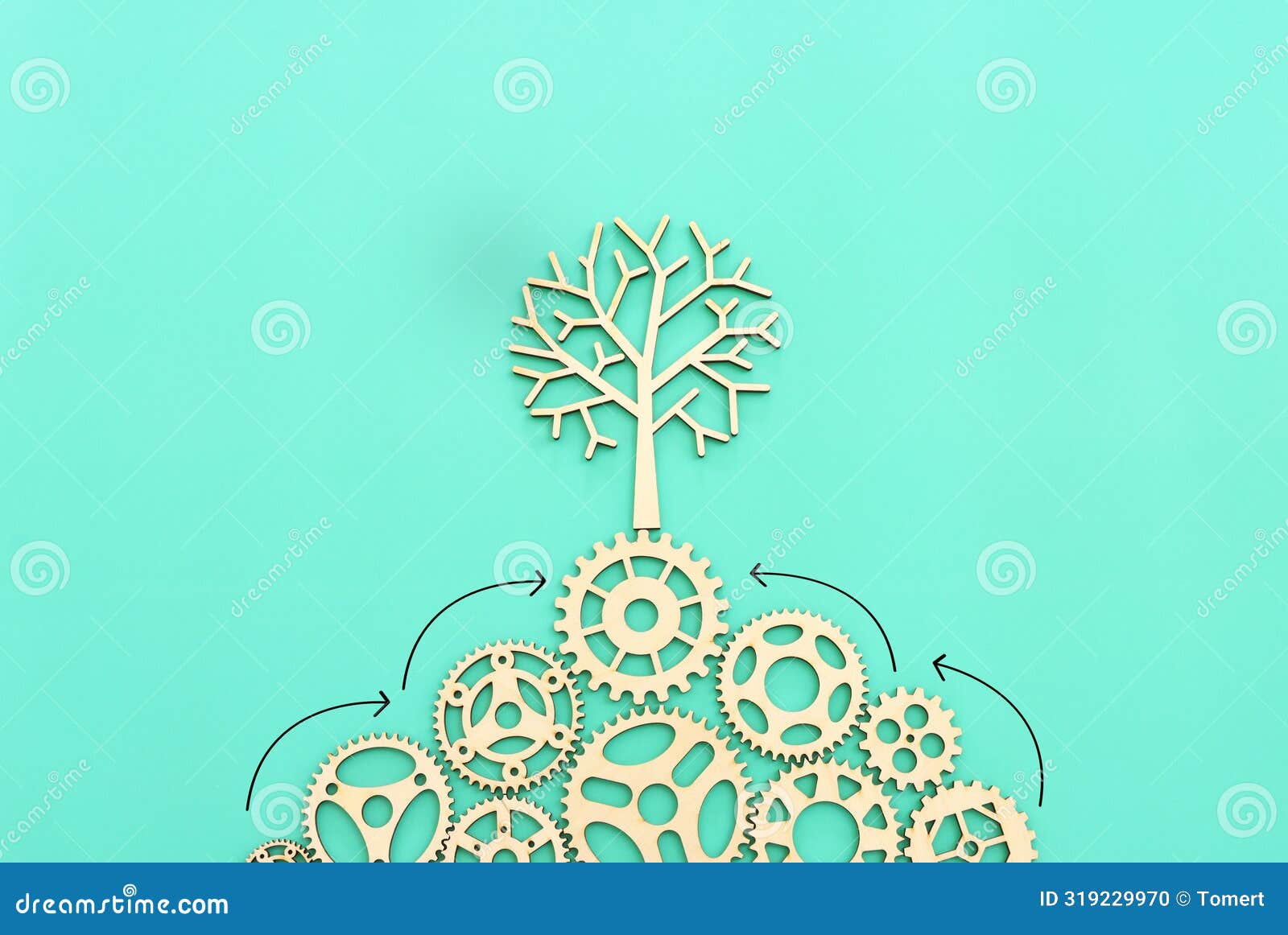 Image of Spinning Gears Leading To a Growing Tree. Concept of ...