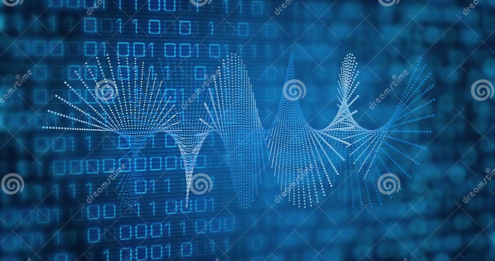 Image of Spiral Pattern Moving Over Illuminated Blue Binary Codes Stock ...