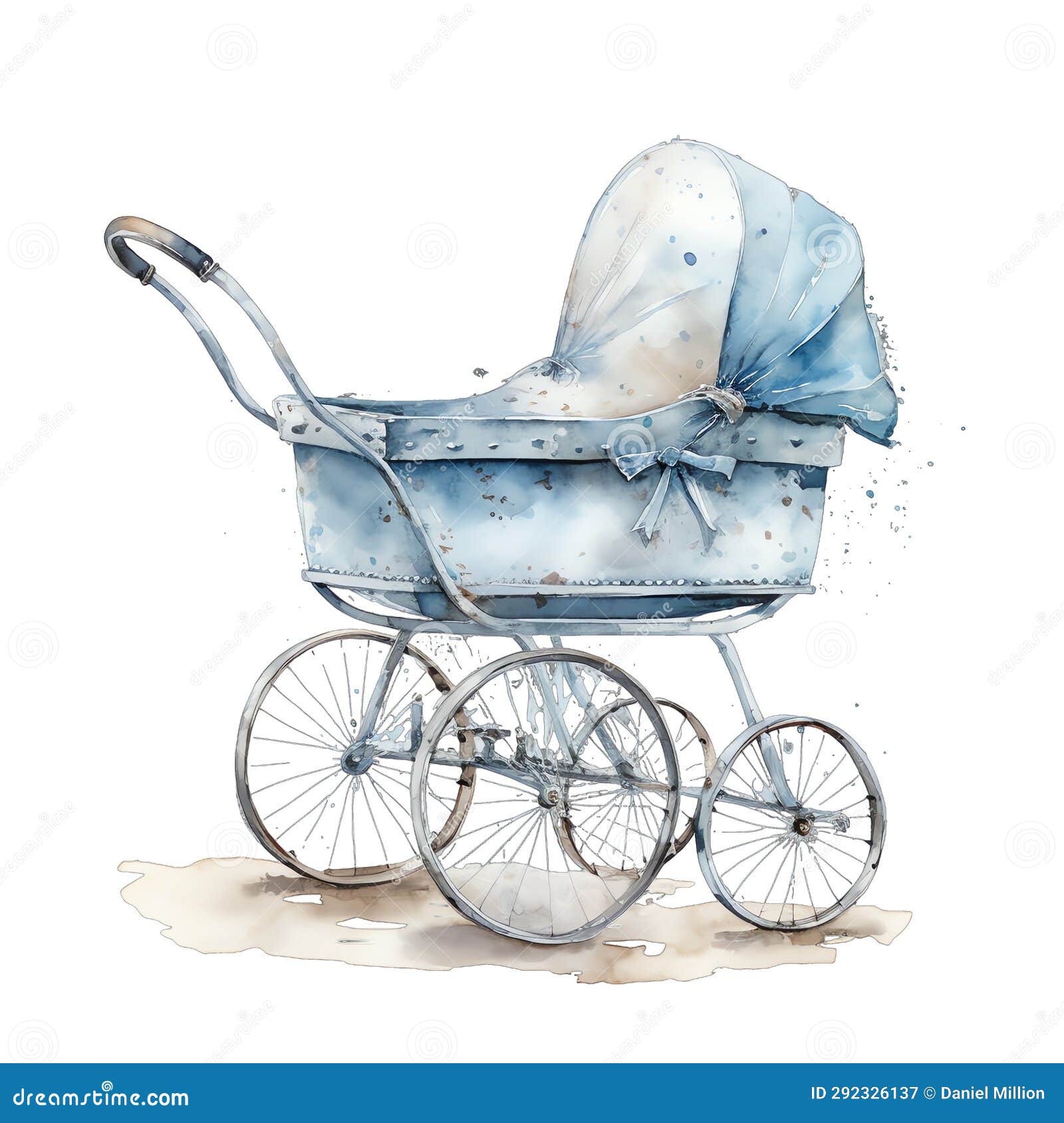 Spring Baby Stroller Watercolor Illustration, Spring Clipart Stock ...