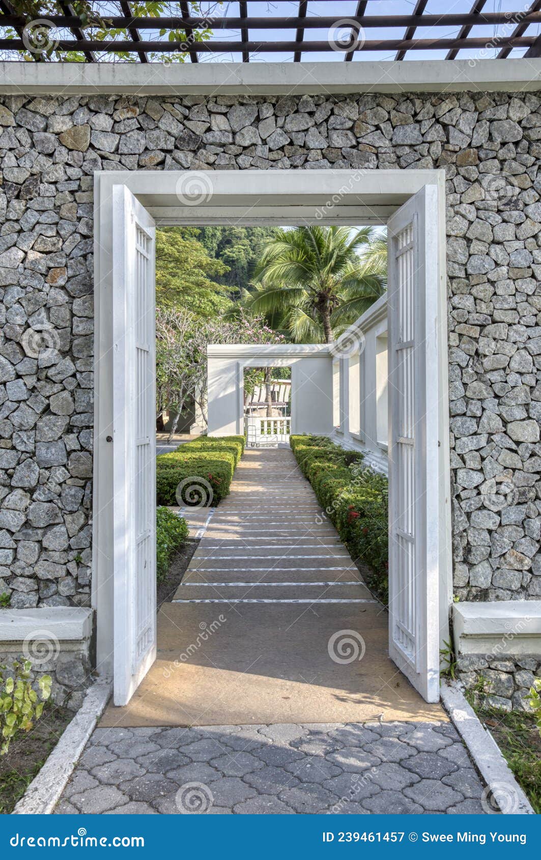 Square Pathway Winding Through A Terrain With Rich Green Grasses And ...