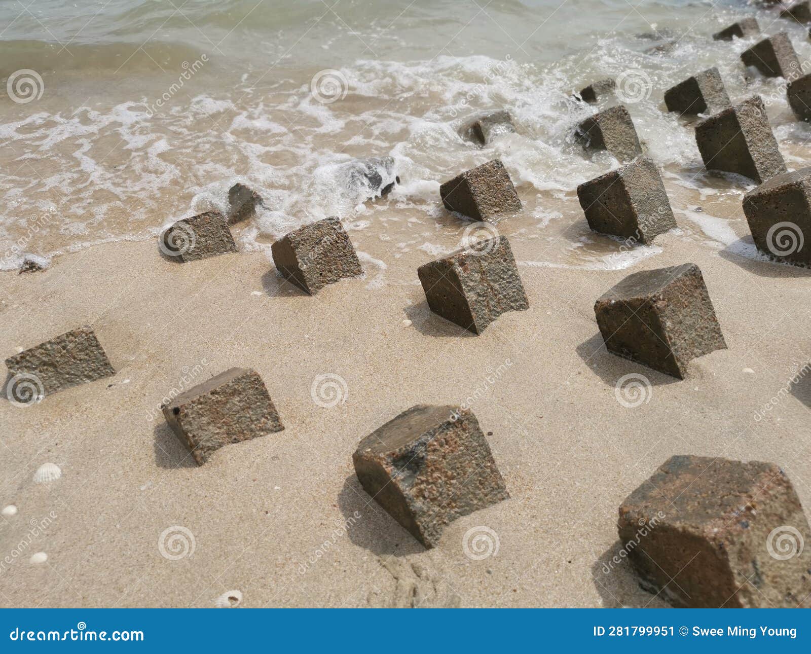 Square-shaped Concrete Coastal Wave Blocker by the Seaside Stock Image ...