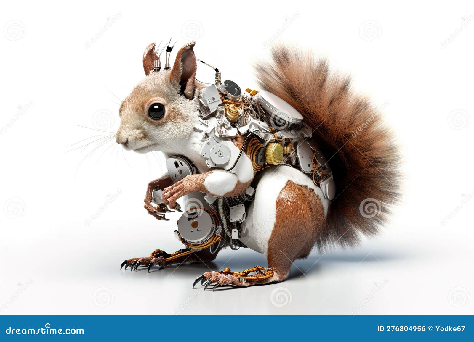 Image of a Squirrel Modified into a Electronics Robot on a White ...