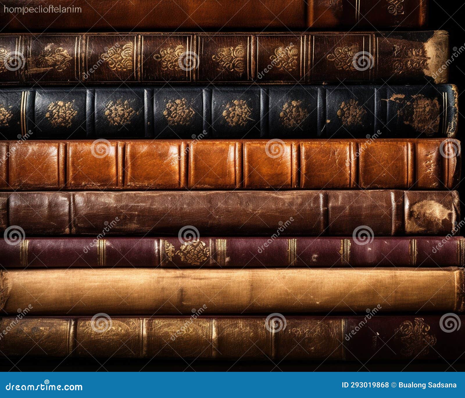 An Image with a Stack of Antique Leather Books. Stock Illustration ...
