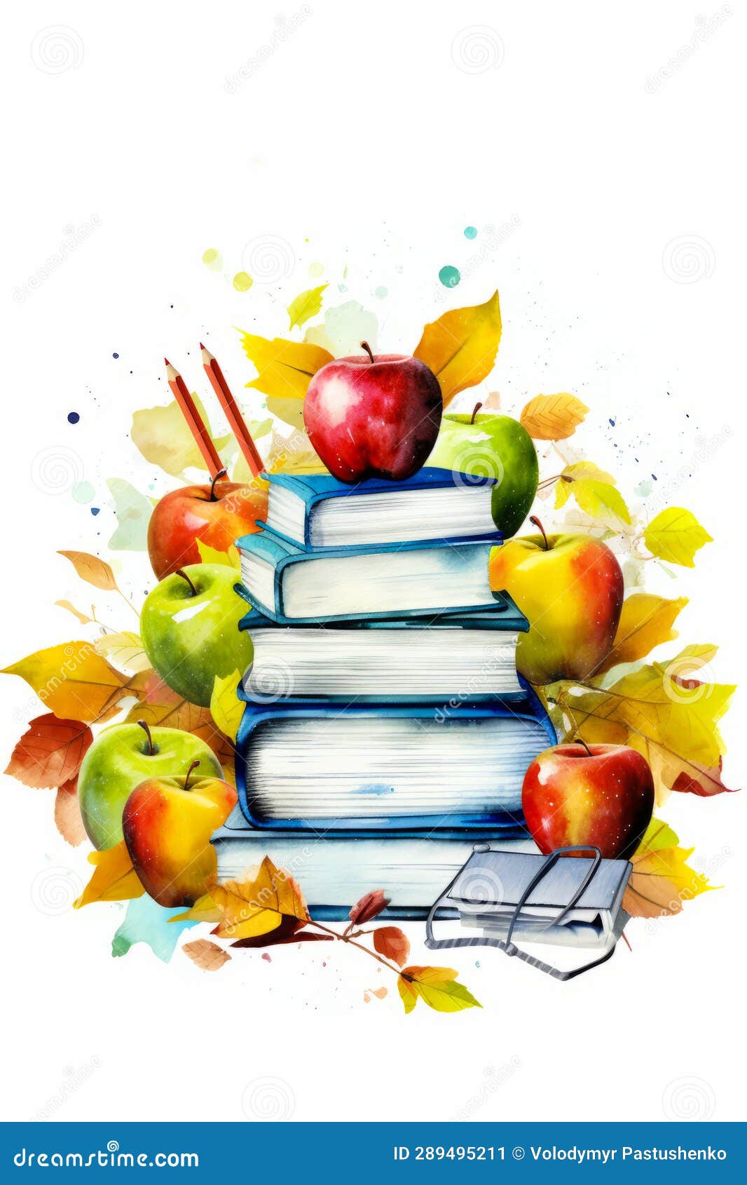 Image of Stack of Books with Apples on Top. Generative AI Stock Image ...