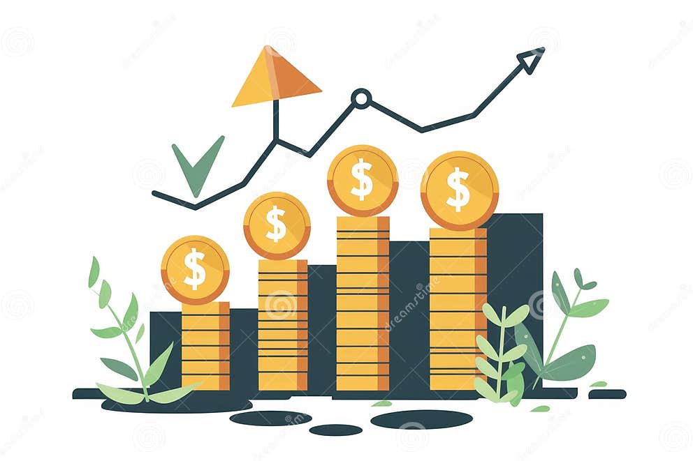 Image of a Stack of Coins with an Upward Trend Graph. Suitable for ...