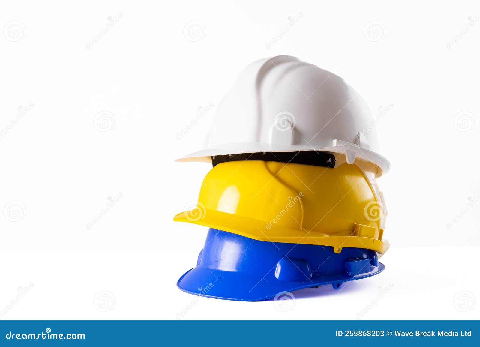Image of Stack of Helmets Lying on White Surface Stock Image - Image of ...