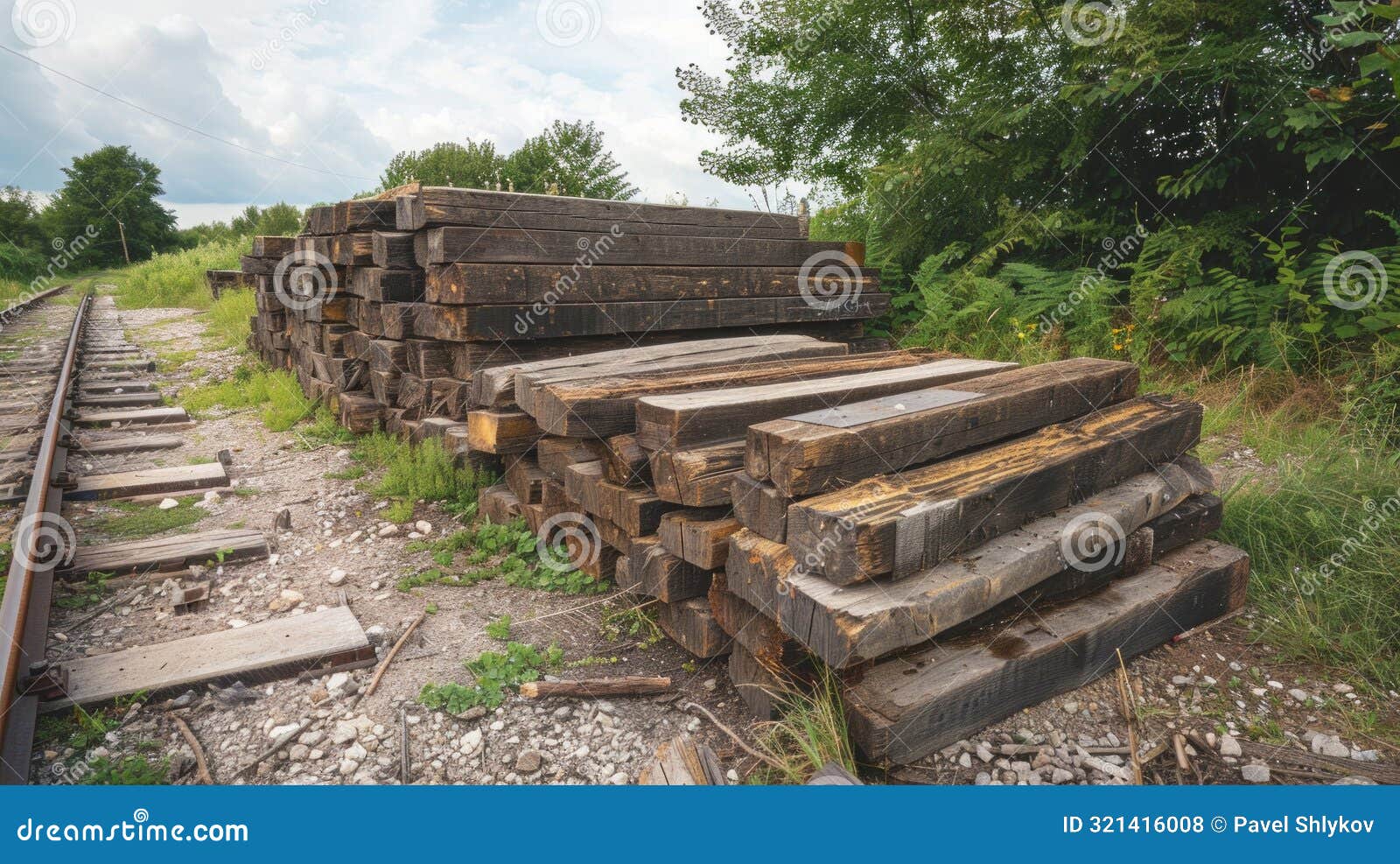 Image of Stacked Railway Sleepers Stock Photo - Image of industrial ...