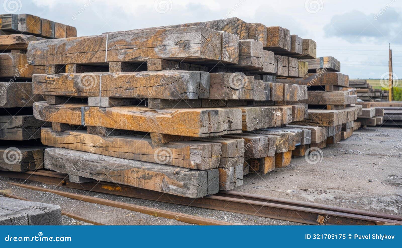Image of Stacked Railway Sleepers Stock Image - Image of timber ...