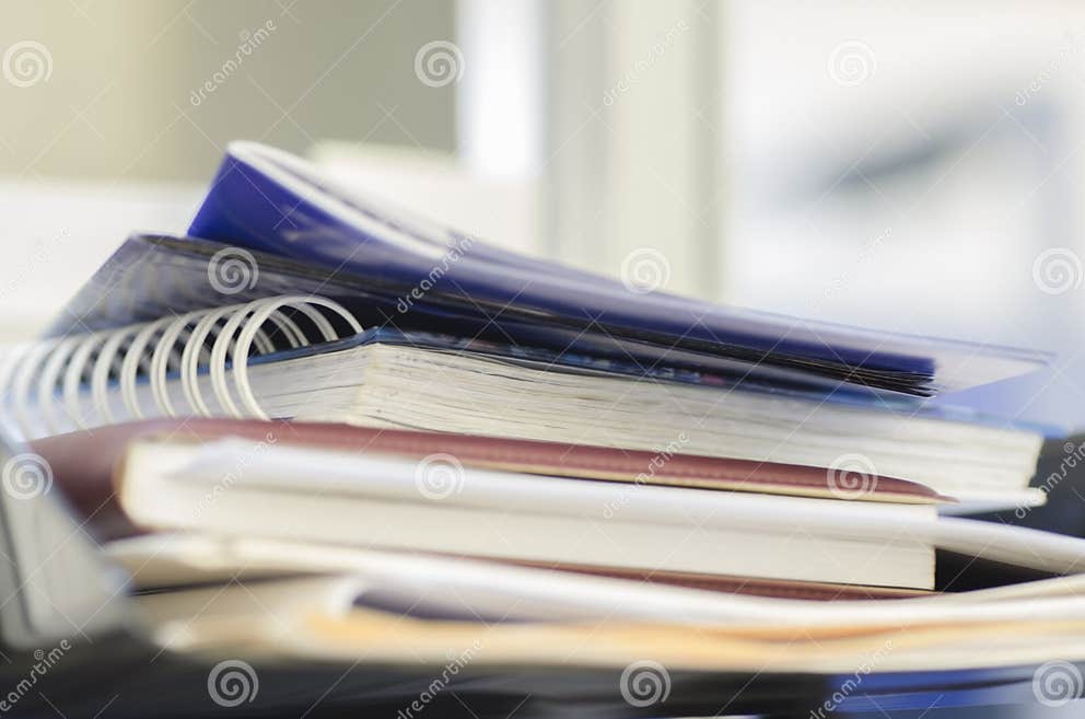 Heap of Book and Diary on Workplace Table.selective Focus Shot Stock ...