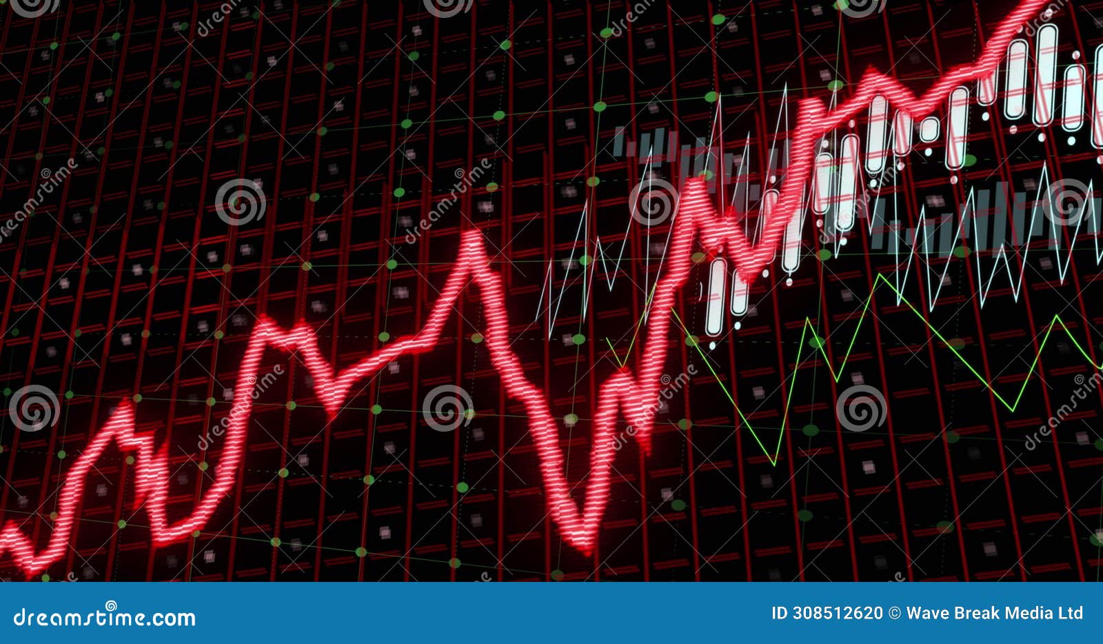 Image of Stagflation Text in Red Over Graph and Charts Processing Data ...