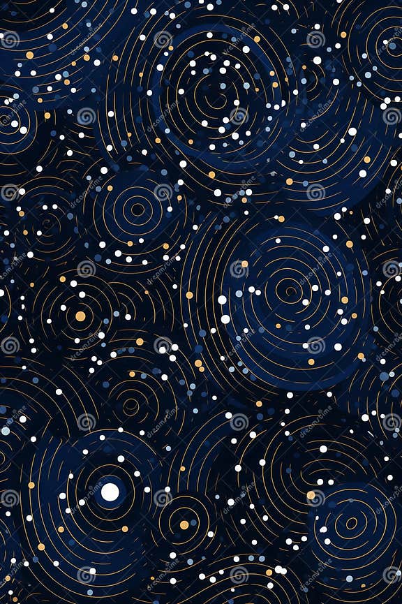 An Image of a Starry Night Sky with Circles and Stars Stock ...