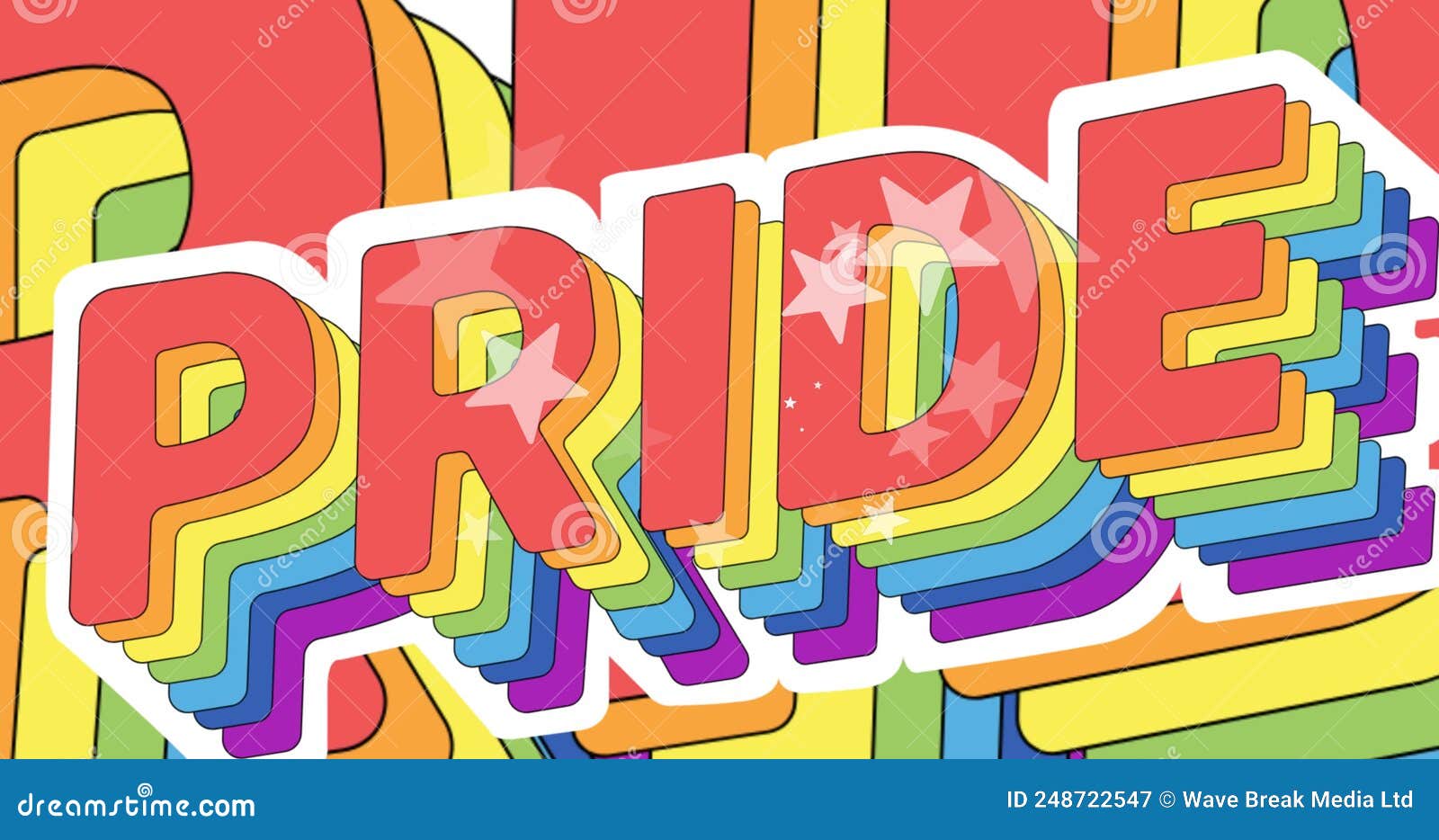 Image of Stars Floating with Rainbow Pride Texts Stock Illustration ...