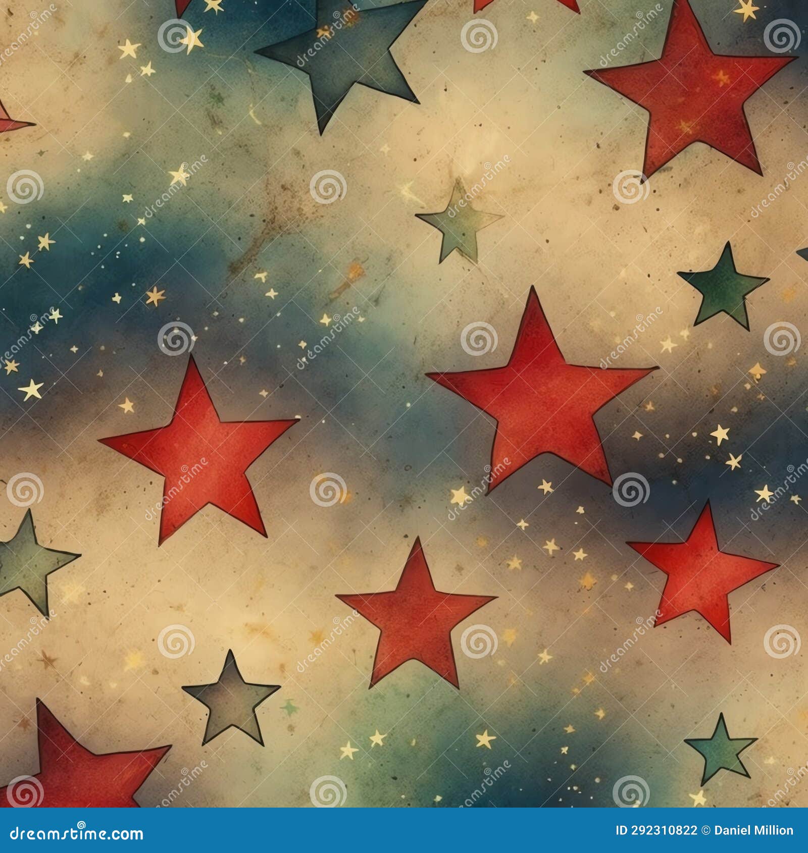 Stars Old Paper, Vintage Digital Paper Stock Illustration ...