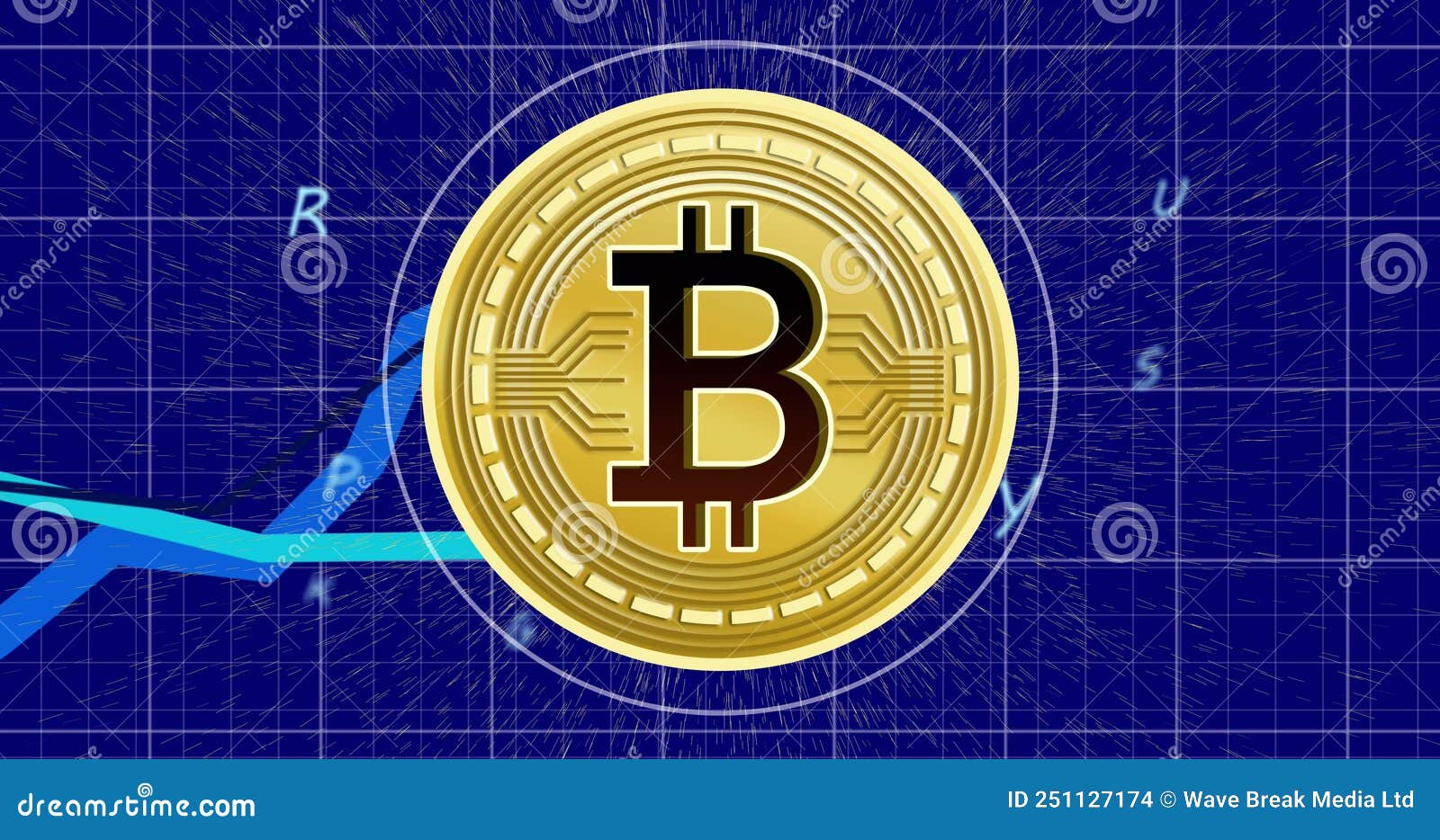 Image of Start Text Over Scope Scanning and Spots on Blue Background ...