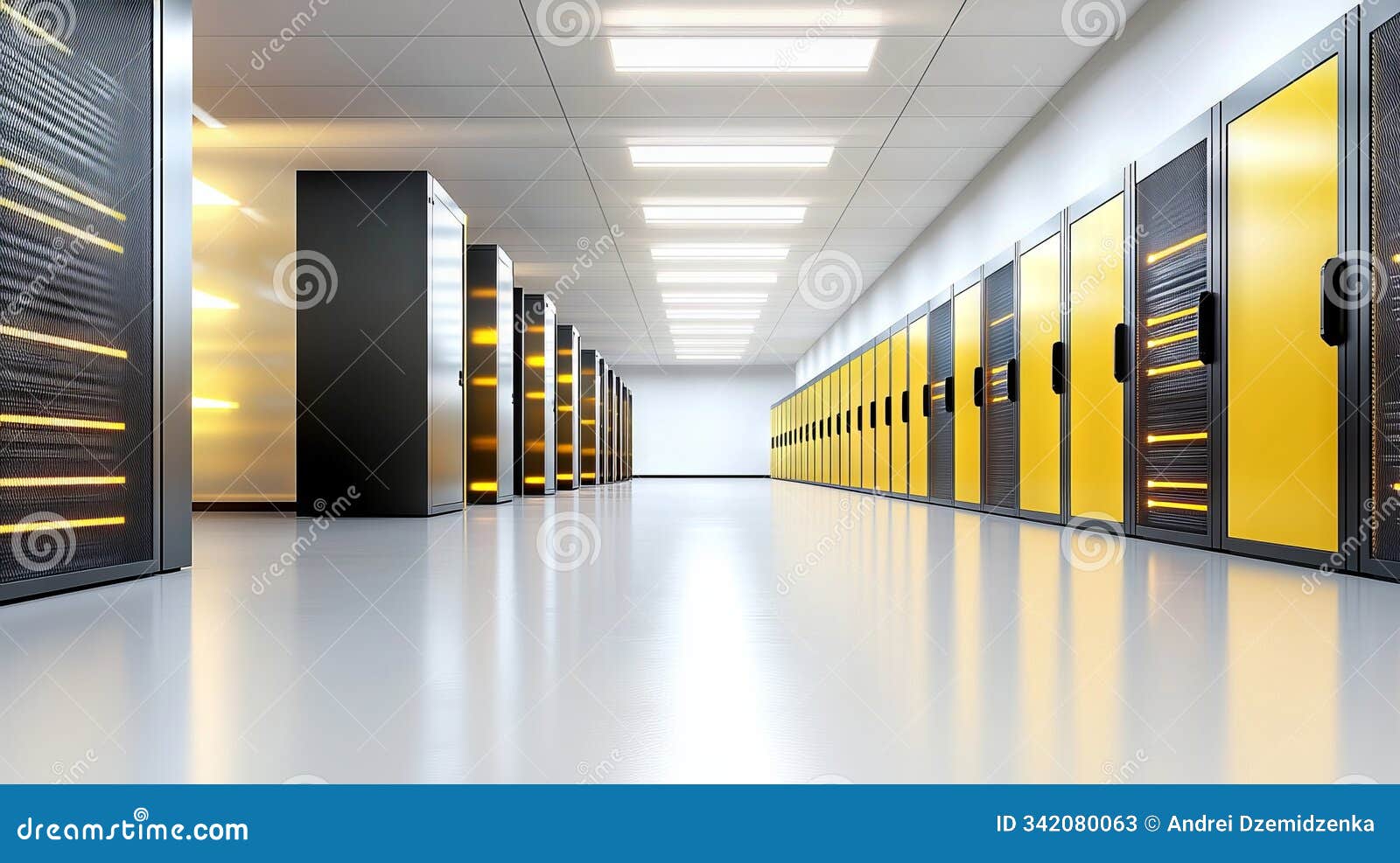 An Image of a State-of-the-art Data Center Complete with Rows of Server ...