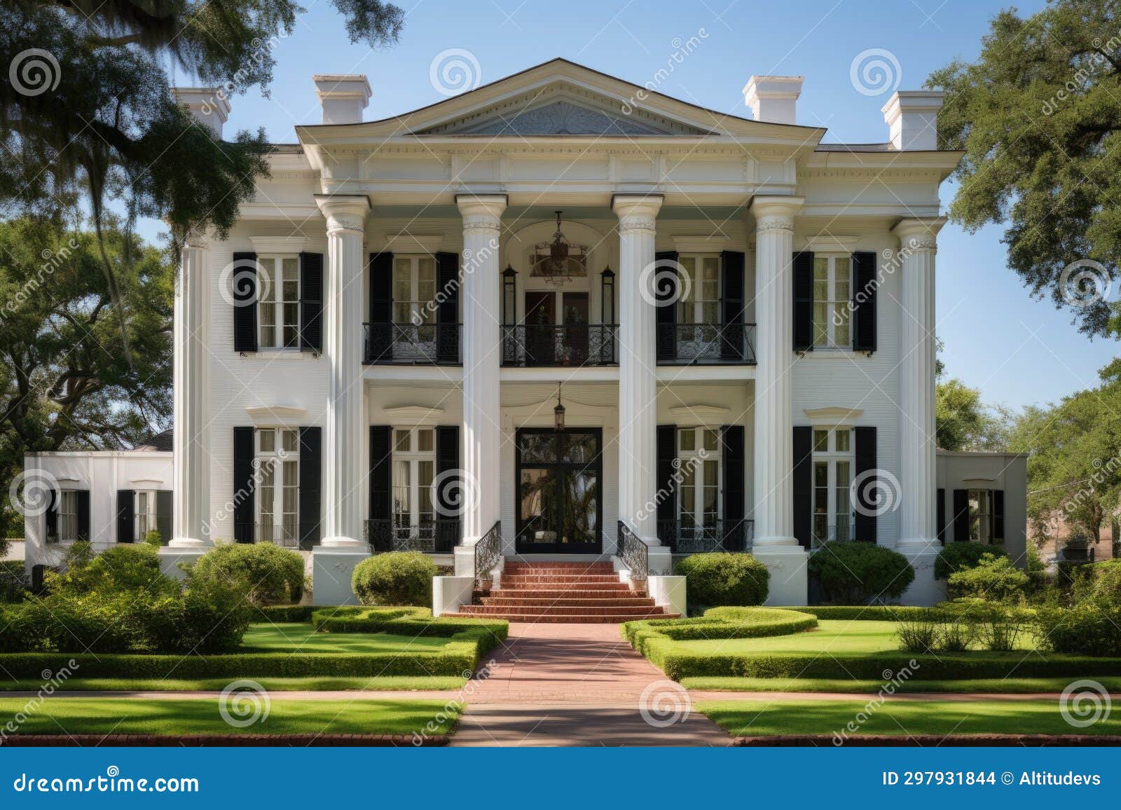Image Of A Stately Mansion With Impressive Tall Front Columns Stock ...