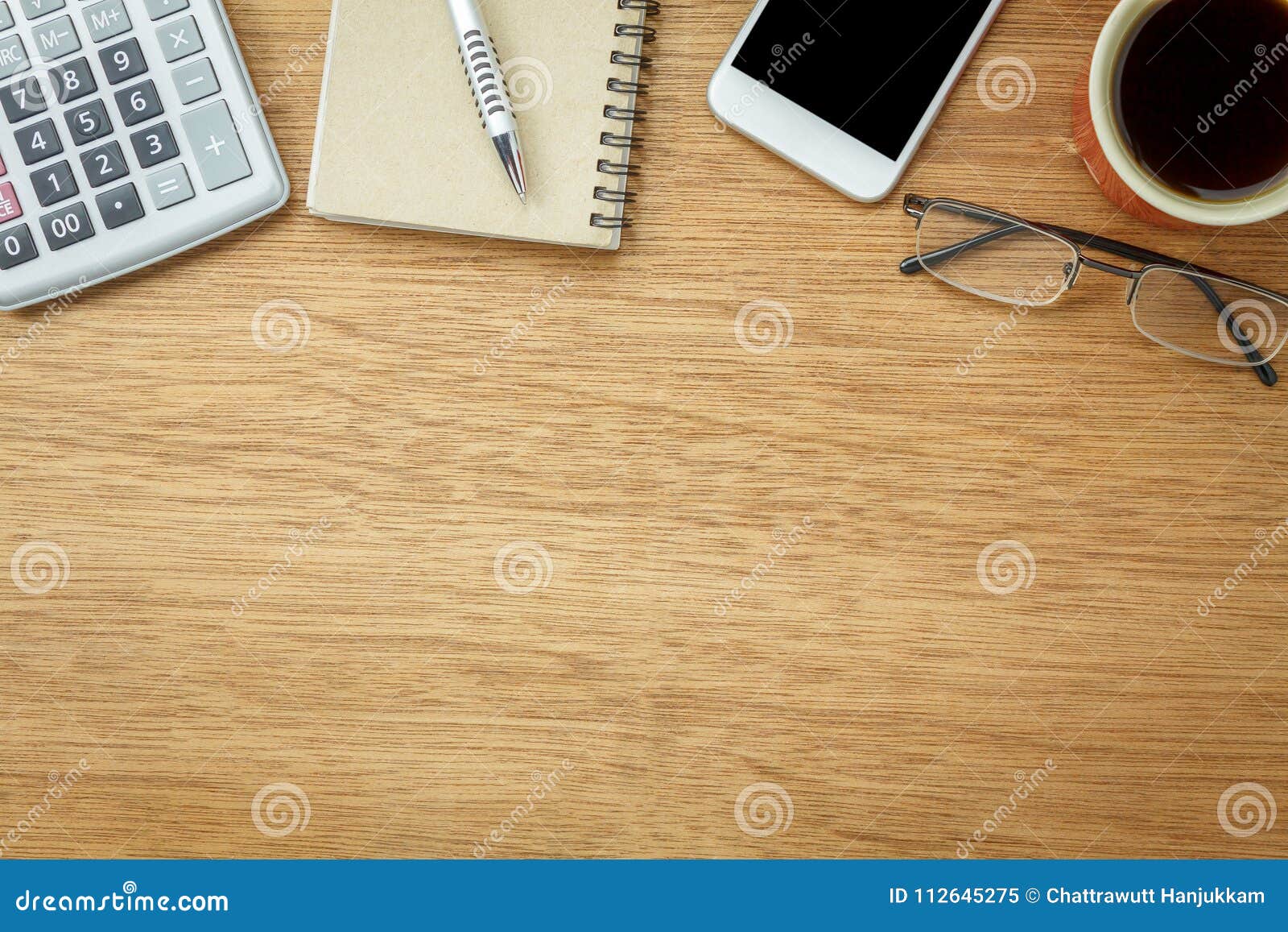 Image Stationary on Office Desk Background Concept. Stock Image - Image ...