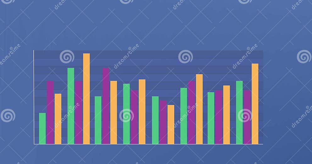 Image of Statistical Data Processing Against Blue Background Stock ...