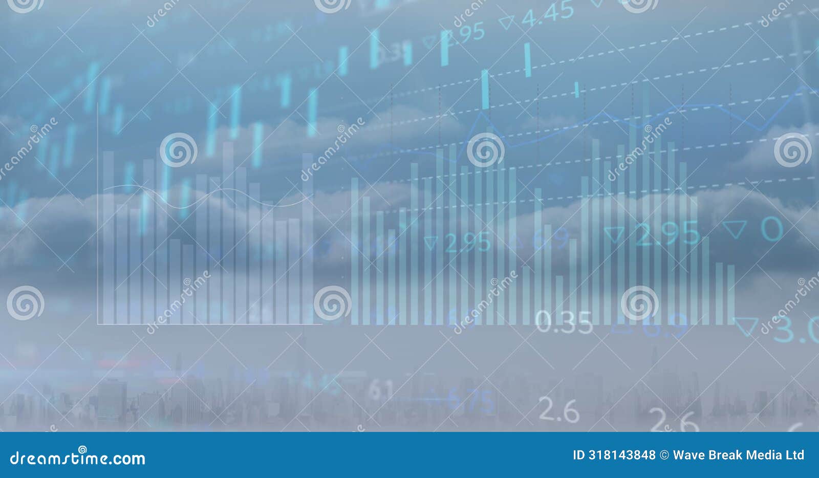 Image of Statistical Data Processing Against Clouds in the Blue Sky ...