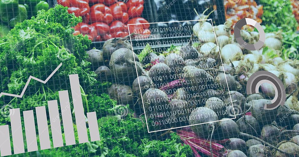 Image of Statistics and Data Processing Over Vegetables in Baskets in ...