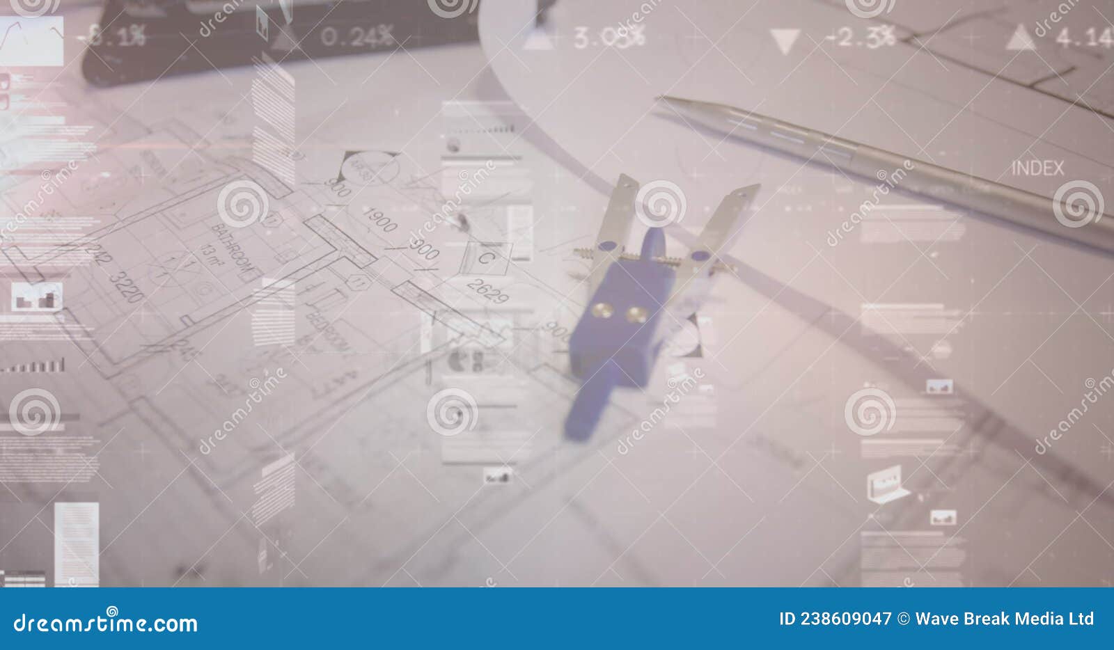 Image of Statistics and Financial Data Processing Over Architects Plans ...