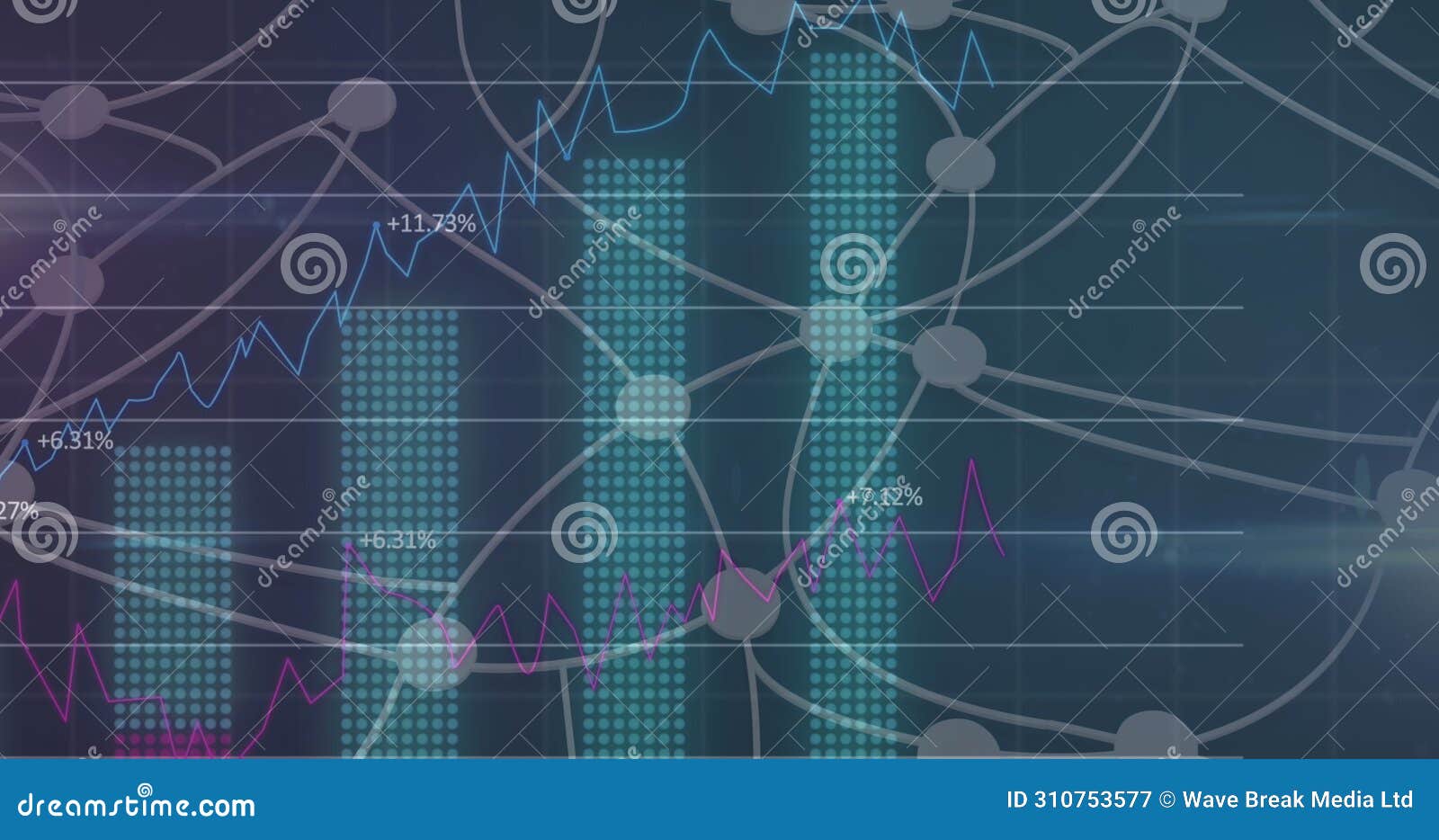 Image of Statistics and Lines Recording Over Network of Connections and ...