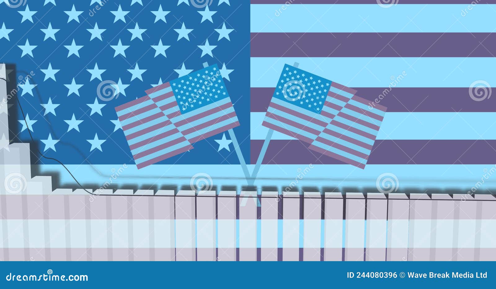 Image of Statistics Processing Over Flags of United States of America ...