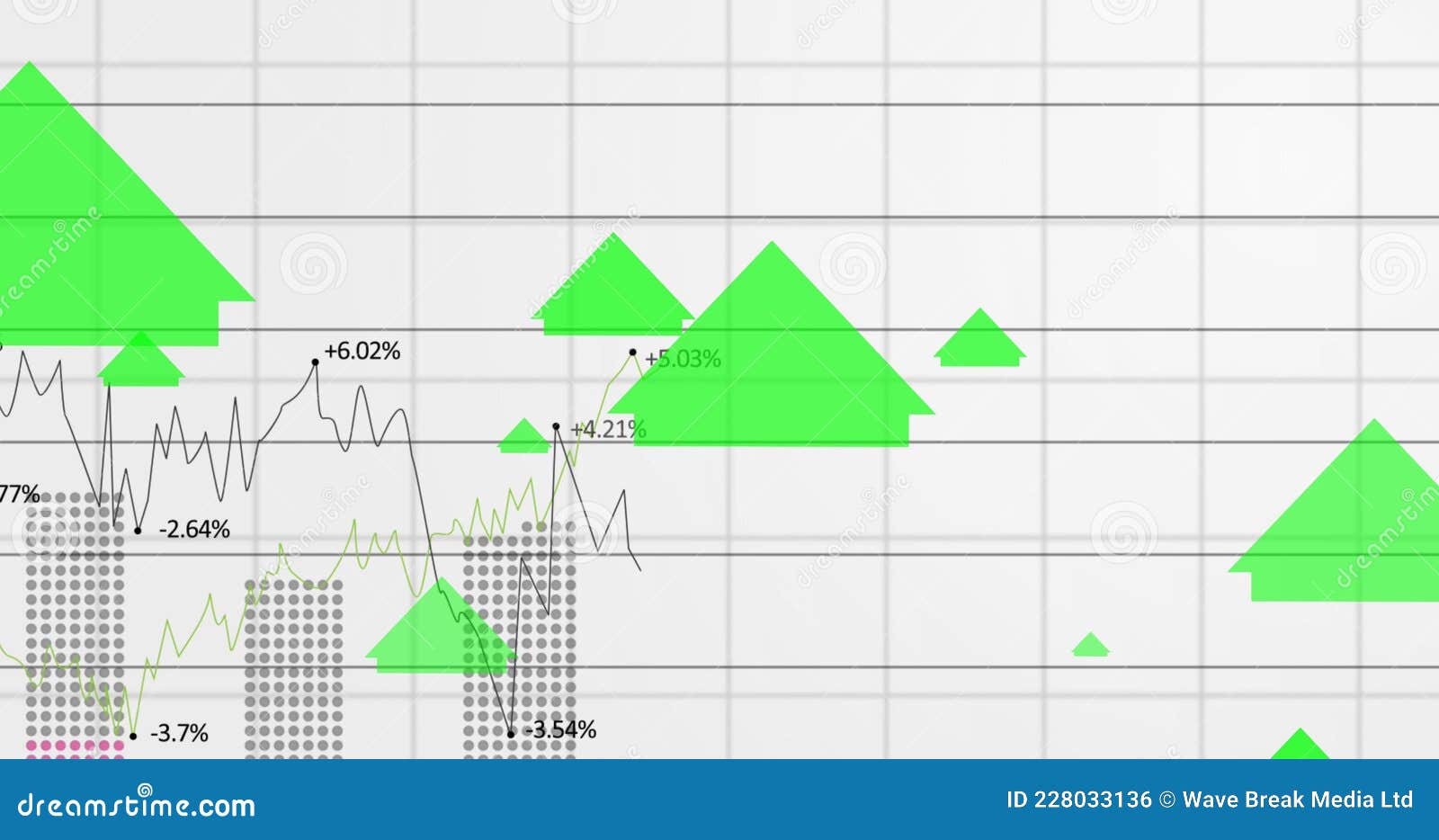 Image of Statistics Recording and Green Arrows Pointing Up Moving on ...